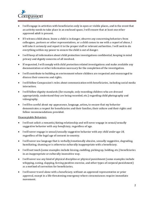 Compassion International's Child Protection Code of Conduct | ForChildren