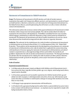 Compassion International's Child Protection Code of Conduct | ForChildren